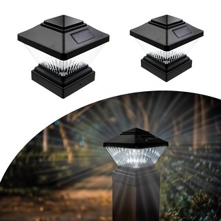 Black Square PVC Solar Post Cap Lights, Fits 4x4 Wood or Vinyl Deck and ...