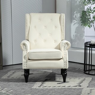 Tufted High Back Chair Living Room Wood Frame Armchair - Bed Bath ...