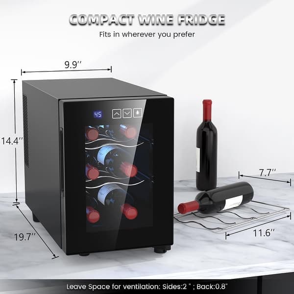 6 Bottle Wine Cooler, Wine Fridge Small with Digital Temperature ...