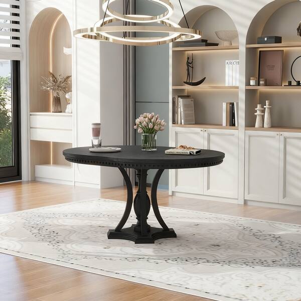 Retro Dining Set Extendable Oval Dining Table For Kitchen Dining Room ...