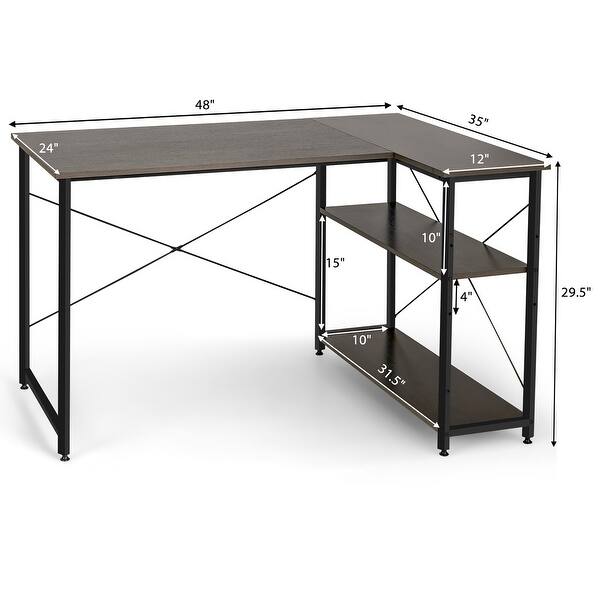 Costway 48'' Reversible L Shaped Computer Desk Home Office Table - Bed ...