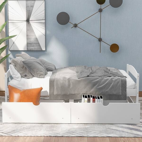 Twin Size Platform Bed with Two Drawers Space Saving Design High Quality Pine Wood Ideal for Any Room Bed Bath Beyond 40874338