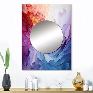 Designart "Colorful White Rainbow Spiral III" Rainbow Mirror White ...