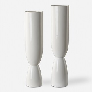 Fired Glaze Ceramic Tabletop Vases - 20" - White - Set of 2 - Bed Bath ...