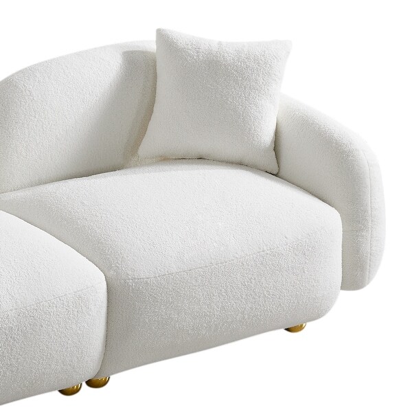 Teddy Fabric Curved Loveseat Modern Sherpa Plush Recliner Sofa Deep Seated Loveseat Chair with Camel Back for Living Room White Bed Bath Beyond 39405842