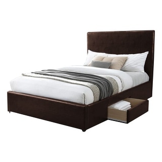 Platform Style Faux Leather Full Size Bed with 2 Drawers, Dark Brown ...