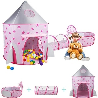 3pcs Princess Castle Play Tent with Crawl Tunnel and Ball Pit for Kids ...