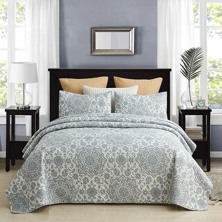 3 Piece Exotic Coverlet Reversible Decorative King Gray Floral - Bed ...