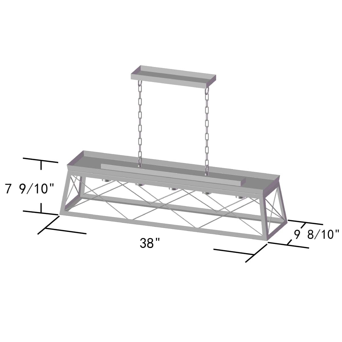 CraftHome 5-Light Black Square/Rectangular Cage Linear Farmhouse ...