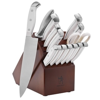 Statement Razor-Sharp 15-Piece White Handle Knife Set with Block ...