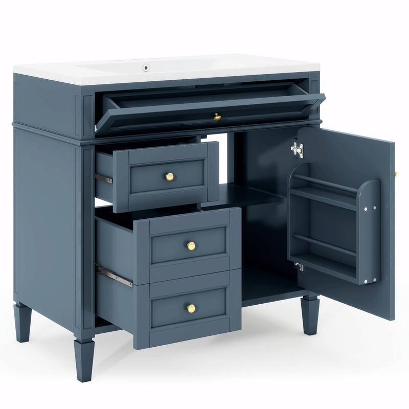 36'' Bathroom Vanity with Top Sink, 3 Drawers for Stylish Storage ...