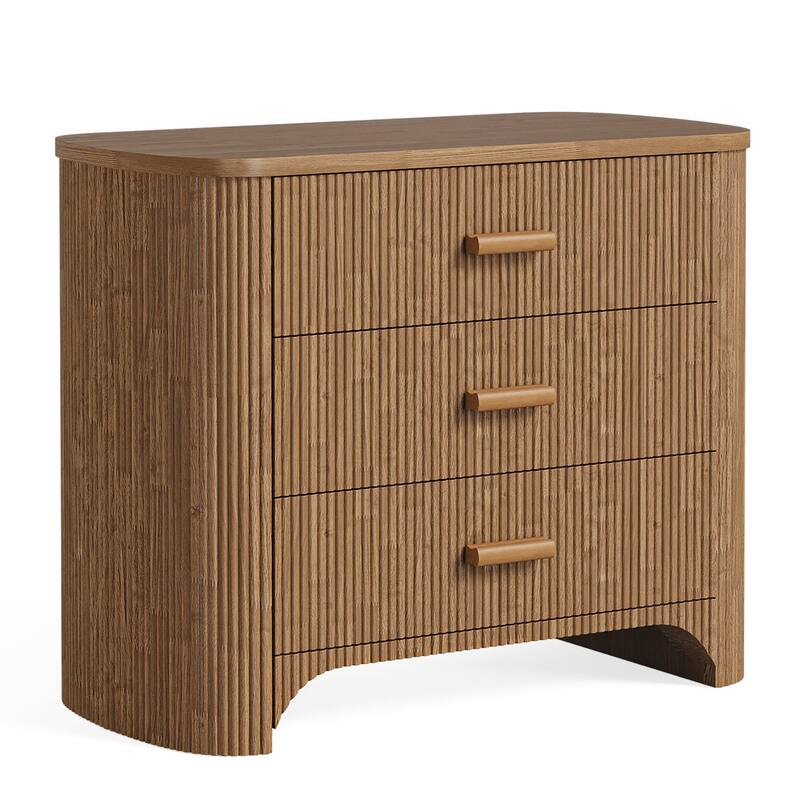 31.5'' Wide Large Fluted Nightstands, Oversized 3 Drawer Night Stand ...