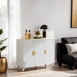 Wavy Texture Buffet Cabinet,White Accent Cabinet,Modern Bookcase - Bed ...