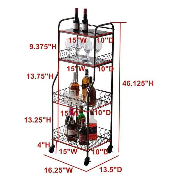 Rolling Bakers Rack (Black) - Bed Bath & Beyond - 39101344