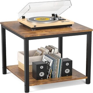 20 Inch Side Table Square 2-Tier Coffee Tea End Table Rustic Brown - 7 ...