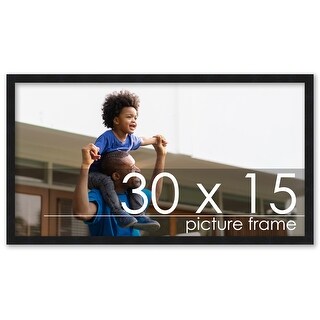 30x15 Contemporary Black Complete Wood Picture Frame with UV Acrylic ...