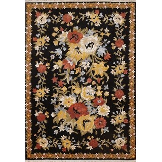 Vegetable Dye Floral Aubusson Area Rug Handmade Oriental Wool Carpet ...