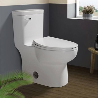 One-Piece Toilet Siphon Jet Dual Flushing with Toilet Seat - Bed Bath ...
