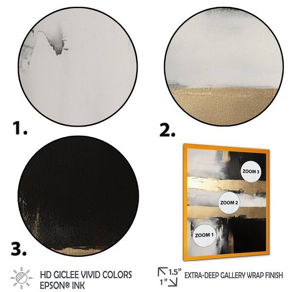 Designart "Minimal Joy In Black And Gold II" Abstract Painting Framed ...