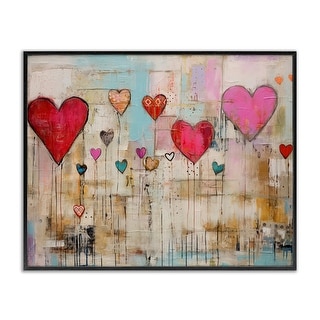 Stupell Modern Floating Hearts Framed Giclee Art Design By LSR Design ...
