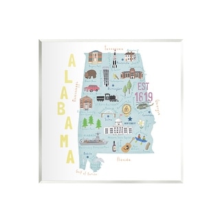 Stupell Alabama Landmark Map USA Wall Plaque Art by Carla Daly - Bed ...