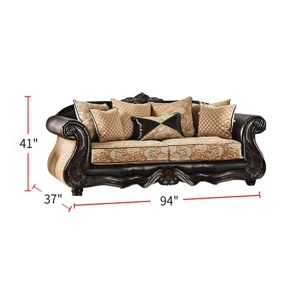 Chenille Sofa with Rolled Arms Design in Gold - Bed Bath & Beyond ...