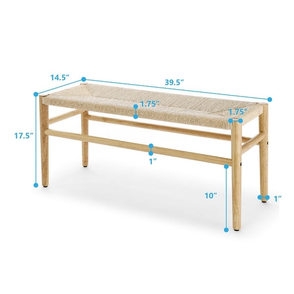 Rustic Design Indoor Bench With Rope And Rubber Wood Legs - Bed Bath ...