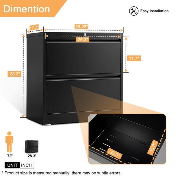 2 Drawer Folding lateral file cabinet black carton By Aoolive - Bed ...