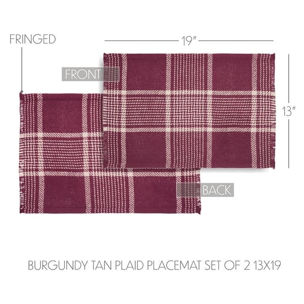 Eston Burgundy Tan Plaid Placemat Set of 2 13x19 - Bed Bath & Beyond ...