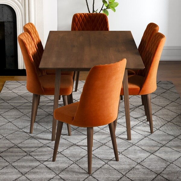 Velvet orange dining chairs store