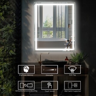 30"x 36" LED Dimmable Bathroom Vanity Mirror with Anti Fog and Backlit ...