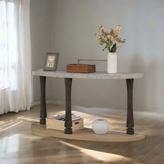 Elegant Vintage Semi-Circle Console Table with 2-Tier Storage - Sturdy ...