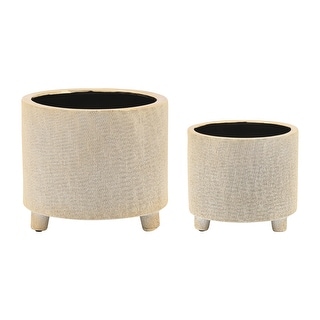 Handmade Ivory, Gold and Black Footed Planters (Set of 2) - Bed Bath ...