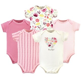 Touched by Nature Baby Girl Organic Cotton Bodysuits 5pk, Botanical ...
