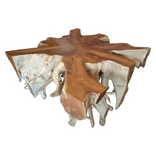Block Square Teak Root Coffee Table, 40 Inch Long, Natural Finish - Bed ...