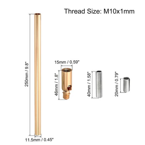 Threaded Extension Rod Kit, M10 Thread with Sloped Ceiling Adapter ...