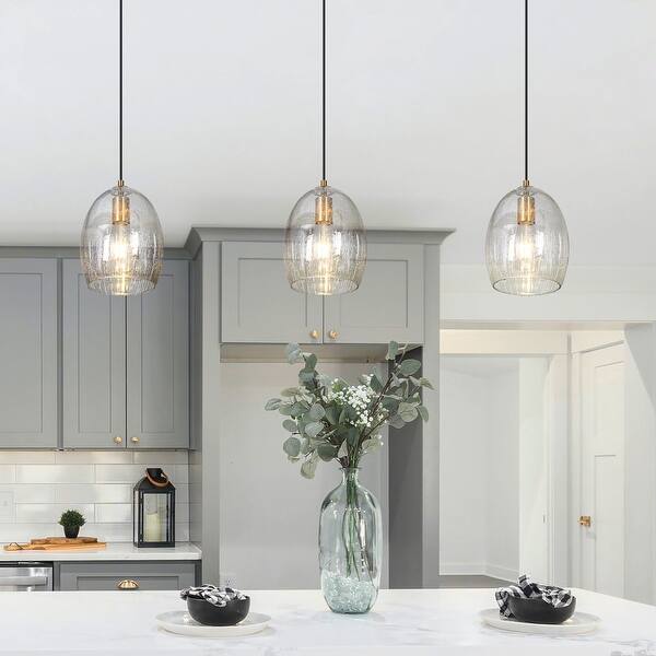 Yarge Modern Mini Pendant Brass Gold Light with Abstract Raindrop Glass ...