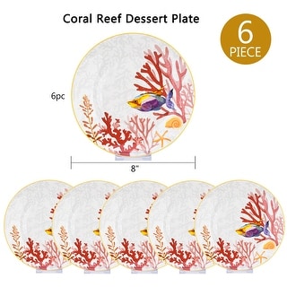STP Goods Coral Reef Bone China Dessert Plate Set of 6 - 7.5" - Bed ...