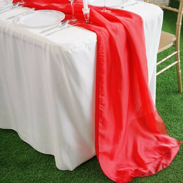 12 Piece Premium Chiffron Wedding Extra Wide Table Runners Red - 22" x ...