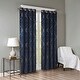 Knitted Jacquard Damask Total Blackout Grommet Top Curtain Panel - Navy ...