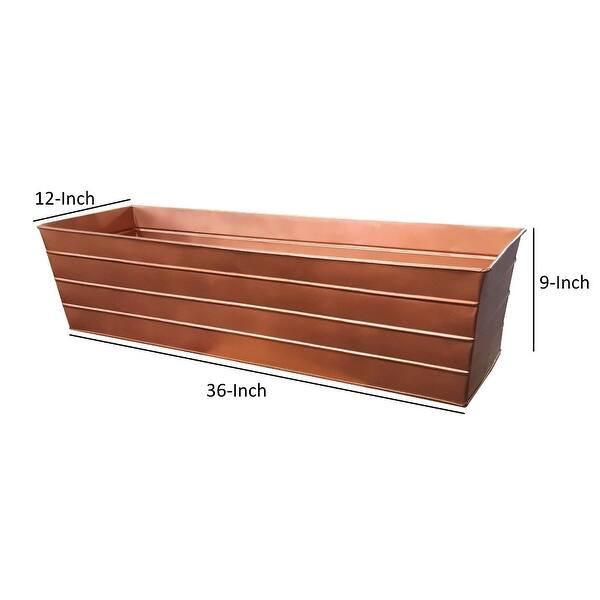 Rectangular Metal Flower Planter Box with Embossed Line Design, Raised ...
