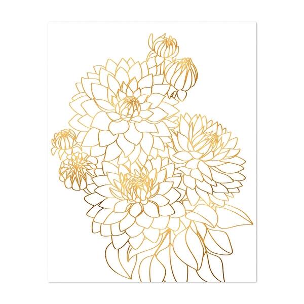 Pacey bouquet in gold Line Drawings Botanical Flower Art Print/Poster ...