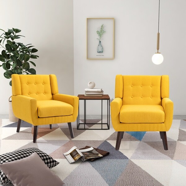 Modern Tufted Faux Leather Upholstered Armchair Linen Accent Chairs On Sale Bed Bath Beyond 35053146