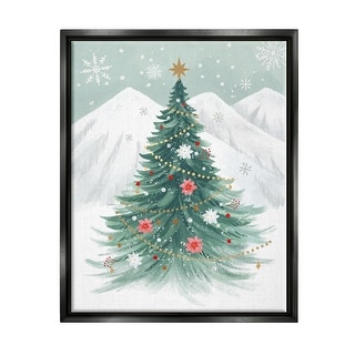 Stupell Subtle Christmas Tree in Snow Framed Floater Canvas Wall Art ...