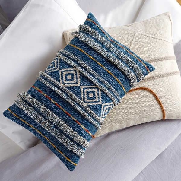 Sammy Textured Fringe Geometric Throw Pillow. - Bed Bath & Beyond ...