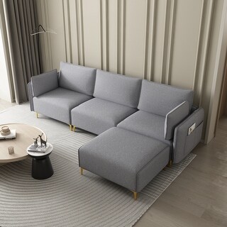 108.6" Sleeper Sofa, Multiple Pillow, Recessed Arm, Ottoman Included ...