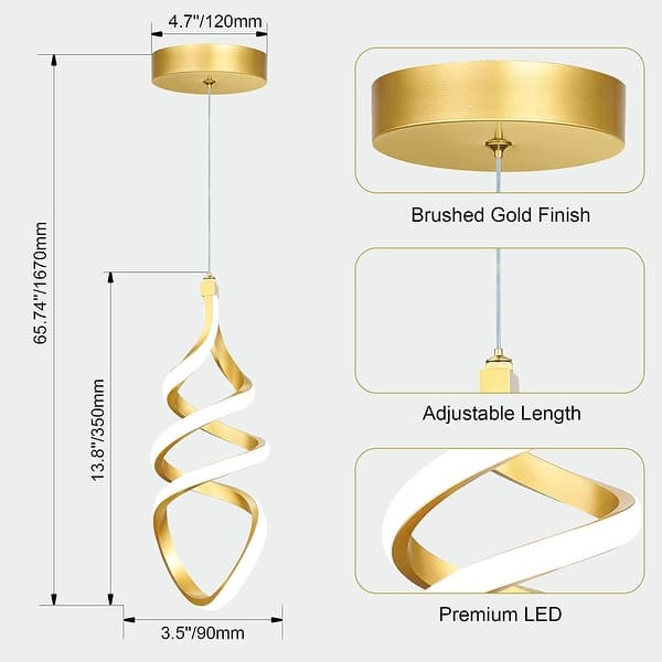 3 pack gold pendant lighting modern sprial kitchen pendant light ...
