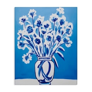 Stupell Blue & White Contrast Flowers Canvas Wall Art Design By ...