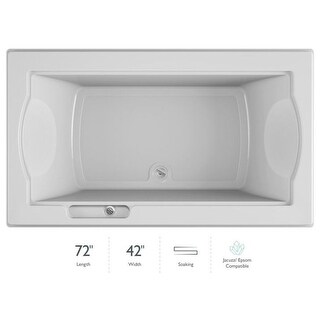 Jacuzzi 72" x 42" Fuzion Drop In Soaking Bathtub with Center Drain ...