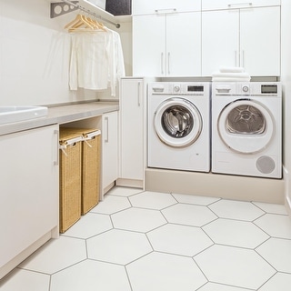 Merola Tile Textile Basic Grand Hex White 19" x 22" Porcelain Floor and ...